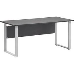 MÖBELPARTNER MÖBELPARTNER 1500 Schreibtisch anthrazit rechteckig, Kufen-Gestell silber 160,0 x 65,0 cm