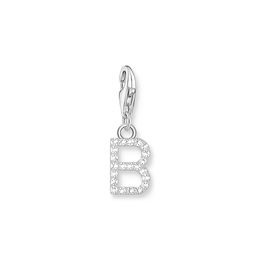 Thomas Sabo Charm-Anhänger Buchstabe B mit weißen Steinen Silber