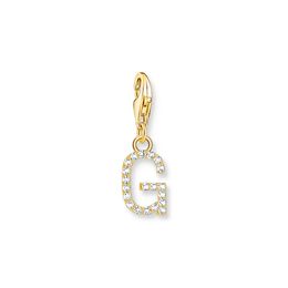 Thomas Sabo Charm-Anhänger Buchstabe G mit weißen Steinen vergoldet