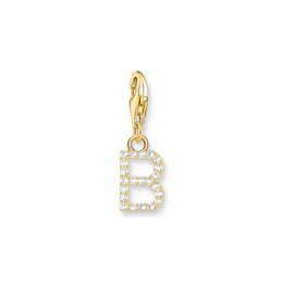 Thomas Sabo Charm-Anhänger Buchstabe B mit weißen Steinen vergoldet