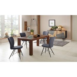 Home Affaire Essgruppe Gimbi, (Set, 5-tlg), bestehend aus 1 Esstisch aus Holz und 4 Stühlen mit Webstoff Bezug, grau