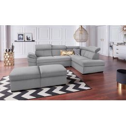 exxpo - sofa fashion Ecksofa Salerno, inklusive Kopfteil- und Armteilverstellung, wahlweise mit Bettfunktion, grau|silberfarben