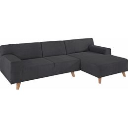 Tom Tailor HOME Ecksofa NORDIC PURE, mit Recamiere, im Retrolook, Füße Buche natur, grau