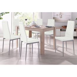 Inosign Essgruppe, (Set, 5-tlg), mit Tisch in Eichefarben Sägerau, Breite 120 cm, bunt|weiß