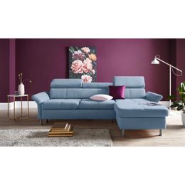 exxpo - sofa fashion Ecksofa Maretto, inkl. Kopf- bzw. Rückenverstellung, wahlweise mit Bettfunktion, blau