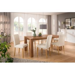 Home Affaire Essgruppe Livara, (Set, 7-tlg), bestehend aus 6 Lucca Stühlen und dem Mary Esstisch, beige