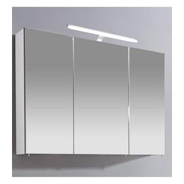 Schildmeyer Spiegelschrank Irene Breite 100 cm, 3-türig, LED-Beleuchtung, Schalter-/Steckdosenbox, weiß