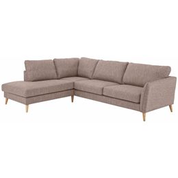 Home Affaire Ecksofa MARSEILLE 278/202 cm, L-Form, Ottom. rechts/links, mit Massivholzbeinen aus Eiche, verschiedene Bezüge und Farbvarianten, beige|braun