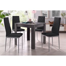 Inosign Essgruppe, (Set, 5-tlg), mit Tisch in schieferfarben, Breite 80 cm, grau|schwarz