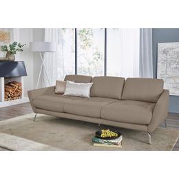 W.Schillig Big-Sofa softy, mit dekorativer Heftung im Sitz, Füße Chrom glänzend, braun