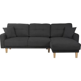 Home Affaire Ecksofa Triplo, Zierkissen, Schlaffunktion, B/T/H: 234/164/89 cm, L-Form, wahlweise mit Bettfunktion und Bettkasten, Liegefläche 210/132 cm, grau