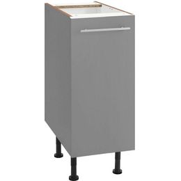 Optifit Unterschrank Bern 30 cm breit, mit 1 Tür mit höhenverstellbaren Füßen, mit Metallgriff, grau