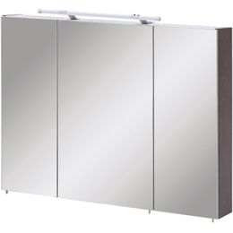 Schildmeyer Spiegelschrank Dorina Breite 90 cm, 3-türig, LED-Beleuchtung, Schalter-/Steckdosenbox, grau