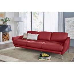 W.Schillig Big-Sofa softy, mit dekorativer Heftung im Sitz, Füße Chrom glänzend, rot
