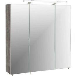 Schildmeyer Spiegelschrank Dorina Breite 70 cm, 3-türig, LED-Beleuchtung, Schalter-/Steckdosenbox, grau