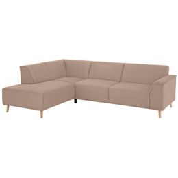 Home Affaire Ecksofa Julia L-Form, Federkern-Polsterung, Holzfüße, Keder, beige