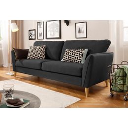 Home Affaire 3-Sitzer MARSEILLE Sofa 206 cm, mit Massivholzbeinen aus Eiche, verschiedene Bezüge und Farbvarianten, grau