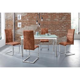 Inosign Essgruppe Nelson/Cosy, (Set, 5-tlg), mit 4 Stühlen, Tisch ausziehbar, Breite 140-200 cm, braun|weiß