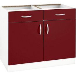 Wiho-Küchen wiho Küchen Unterschrank Flexi Breite 100 cm, rot|weiß