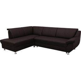 DOMO collection Ecksofa Pilar L-Form, mit Ottomane, wahlweise mit Bettfunktion, braun