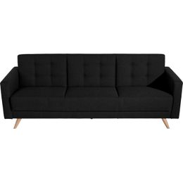 Max Winzer® 3-Sitzer Julius, Schlafsofa, inklusive Bettfunktion & Bettkasten, Breite 224 cm, schwarz
