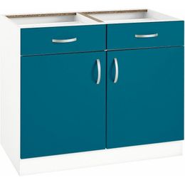 Wiho-Küchen wiho Küchen Unterschrank Flexi Breite 100 cm, blau|weiß
