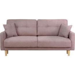 Home Affaire 2-Sitzer Triplo, mit Steppung im Rückenbereich, incl. Zierkissen, B/T/H: 165/100/89 cm, rosa