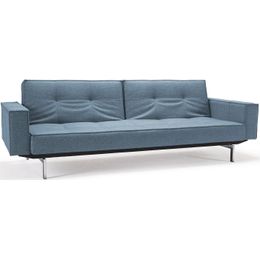 INNOVATION LIVING ™ Sofa Splitback, mit Armlehne und chromglänzenden Beinen, in skandinavischen Design, blau