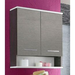 Schildmeyer Hängeschrank Rhodos Breite 60 cm, verstellbarer Einlegeboden, Metallgriffe, 1 offenes Fach, grau|weiß