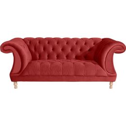 Max Winzer® Chesterfield-Sofa Isabelle, mit Knopfheftung & gedrechselten Füßen in Buche natur, Breite 200 cm, rot