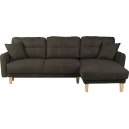 Home Affaire Ecksofa Triplo, Zierkissen, Schlaffunktion, B/T/H: 234/164/89 cm, L-Form, wahlweise mit Bettfunktion und Bettkasten, Liegefläche 210/132 cm, grau