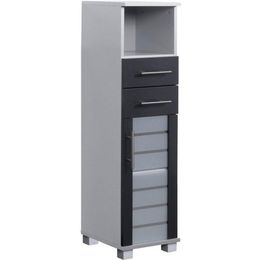 Schildmeyer Midischrank Nikosia Breite 30 cm, mit Glastür, 2 Schubladen, MDF-Fronten, Metallgriffe, grau|silberfarben