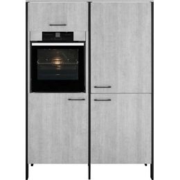 Optifit Backofen/Kühlumbauschrank Tokio 126 cm breit, mit Stahlgestell, grau