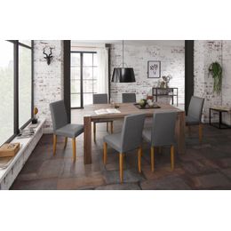 Home Affaire Essgruppe Livara, (Set, 7-tlg), bestehend aus 6 Lucca Stühlen und dem Mary Esstisch, grau