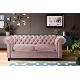 Home Affaire Chesterfield-Sofa Chesterfield Home 3-Sitzer B/T/H: 192/87/75 cn, mit edler Knopfheftung und typischen Armlehnen, rosa