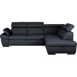 exxpo - sofa fashion Ecksofa Salerno, inklusive Kopfteil- und Armteilverstellung, wahlweise mit Bettfunktion, schwarz