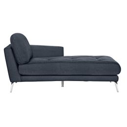 W.Schillig Chaiselongue softy, mit dekorativer Heftung im Sitz, Füße Chrom glänzend, blau