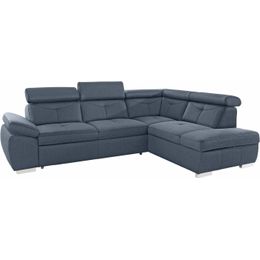 exxpo - sofa fashion Ecksofa Spring, wahlweise mit Bettfunktion und Bettklasten, blau