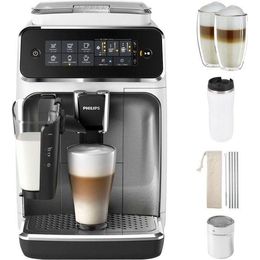 Philips Kaffeevollautomat 3200 Serie EP3243/70 LatteGo, weiß, inkl. gratis Genusspaket im Wert von UVP 49,99 €, silberfarben|weiß