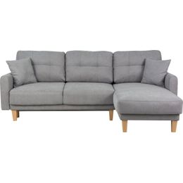 Home Affaire Ecksofa Triplo, Zierkissen, Schlaffunktion, B/T/H: 234/164/89 cm, L-Form, wahlweise mit Bettfunktion und Bettkasten, Liegefläche 210/132 cm, grau