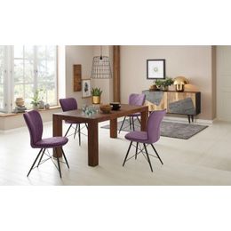 Home Affaire Essgruppe Gimbi, (Set, 5-tlg), bestehend aus 1 Esstisch aus Holz und 4 Stühlen mit Webstoff Bezug, lila