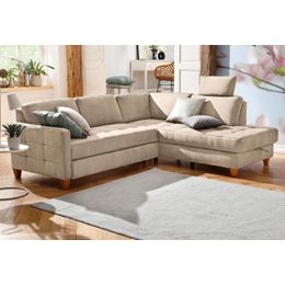 Home Affaire Ecksofa Earl, wahlweise auch mit Bettfunktion oder Bettfunktion mit Bettkasten, beige