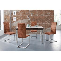 Inosign Essgruppe Nelson/Cosy, (Set, 5-tlg), mit 4 Stühlen, Tisch ausziehbar, Breite 140-200 cm, braun|schwarz