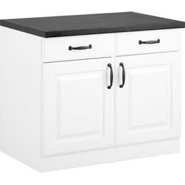 Wiho-Küchen wiho Küchen Unterschrank Erla 100 cm breit mit Kassettenfront, schwarz|weiß