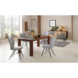 Home Affaire Essgruppe Gimbi, (Set, 5-tlg), bestehend aus 1 Esstisch aus Holz und 4 Stühlen mit Webstoff Bezug, grau