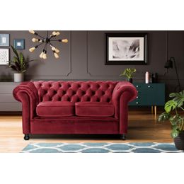 Home Affaire Chesterfield-Sofa Chesterfield Home 2-Sitzer, mit edler Knopfheftung und typischen Armlehnen, rot