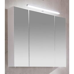 Schildmeyer Spiegelschrank Irene Breite 80 cm, 3-türig, LED-Beleuchtung, Schalter-/Steckdosenbox, weiß