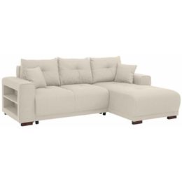 Home Affaire Ecksofa Viborg, mit Regal in der Armlehne, wahlweise mit Bettfunktion, beige