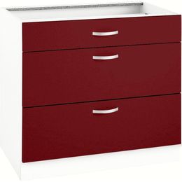 Wiho-Küchen wiho Küchen Unterschrank Flexi Breite 90 cm, rot|weiß