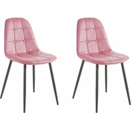 Inosign Essgruppe, (Set, 5-tlg), Esstisch, Breite 120 cm und 4 Esszimmerstühle, Bezug in Kunstleder, rosa|weiß